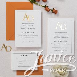 Minimalist Border Invitation Set and Gold Name Tag WSNT038