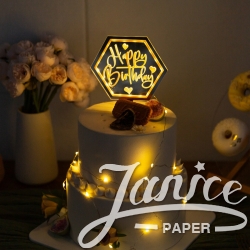 Hexagon Acrylic UV Printed LED Birthday Cake Topper FGCT001