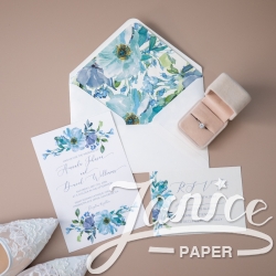 Simple Floral Flat Wedding Invitation DVF009
