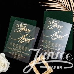 Gorgeous Acrylic Wedding Invitation with Gold Acrylic Name Tag WSNT048