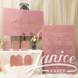 Dusty Rose Acrylic Wedding Sign Package with 3D Letters PYK098