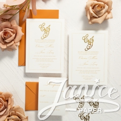 Minimalist Border Invitation Set with 3D Gold Name Tag WSNT028