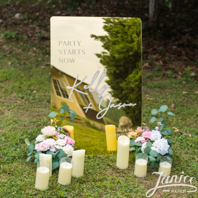 Luxury Gold Mirror Acrylic Wedding Sign YK101