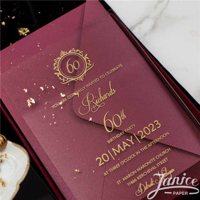 Monogram Birthday Invitation 0.5mm Acrylic Suite DAST006