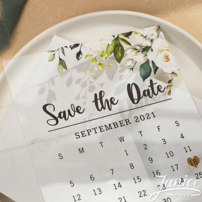 Save The Date Floral 0.5mm Acrylic invitation Suite DAST003
