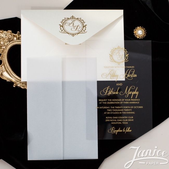 Affordable Wholesale 1mm Acrylic Invitation Suite WSWA0003 (Vellum Jacket)
